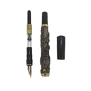 zoohot Luxury Fountain Pen Jinhao Chinese Dragon Playing Pearl,Bronze