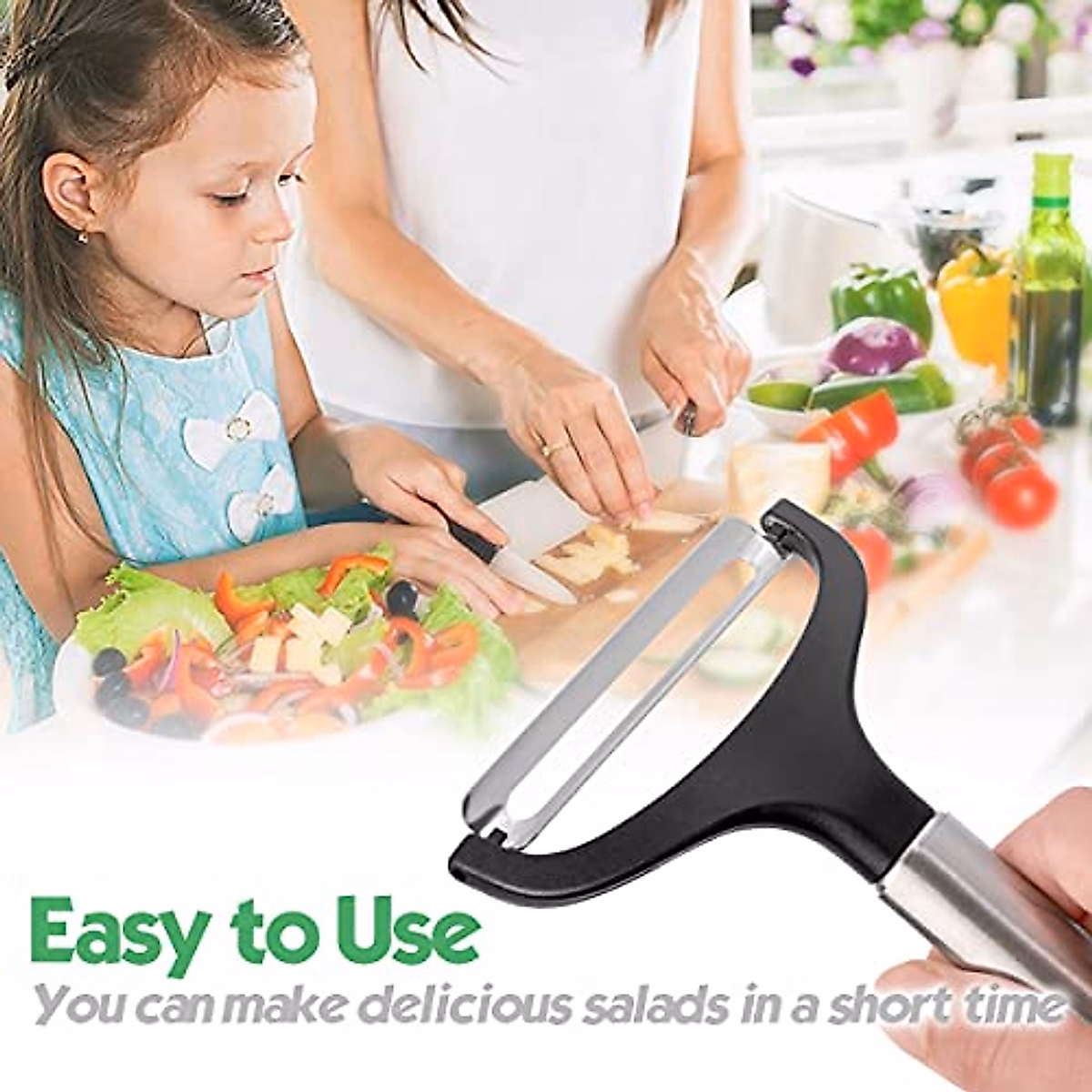 LHS Cabbage Peeler for Kitchen, Wide Mouth Vegetable Peeler, Stainless Steel Fruit Shredder Slicer with Non-Slip Handle and Sharp Blade