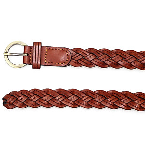 MoYoTo® Women's Fashion Thin Braided Leather Belt For Dress with Buckle 20mm (Brown)