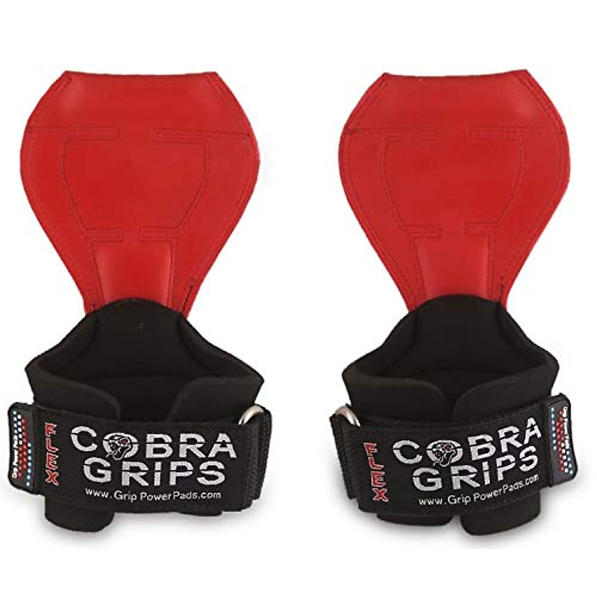 2018 Cobra Grips Flex Model Weight Lifting Gloves Heavy Duty Straps Alternative Power Lifting Hooks Best for Deadlifts with Padded Wrist Wrap Support Bodybuilding (Medium, Red Rubber)