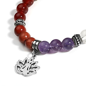 Eigso 4 Pcs 7 Chakra Reiki Meditation Crystal Stone Beads Bracelet Set for Women Men Womens Yoga Life of Tree Healing Wristbands for Woman Man