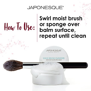 Japonesque Makeup Brush and Sponge Cleanser Balm, Coconut Scented, Solid, Mess-Free Formula, Travel Friendly
