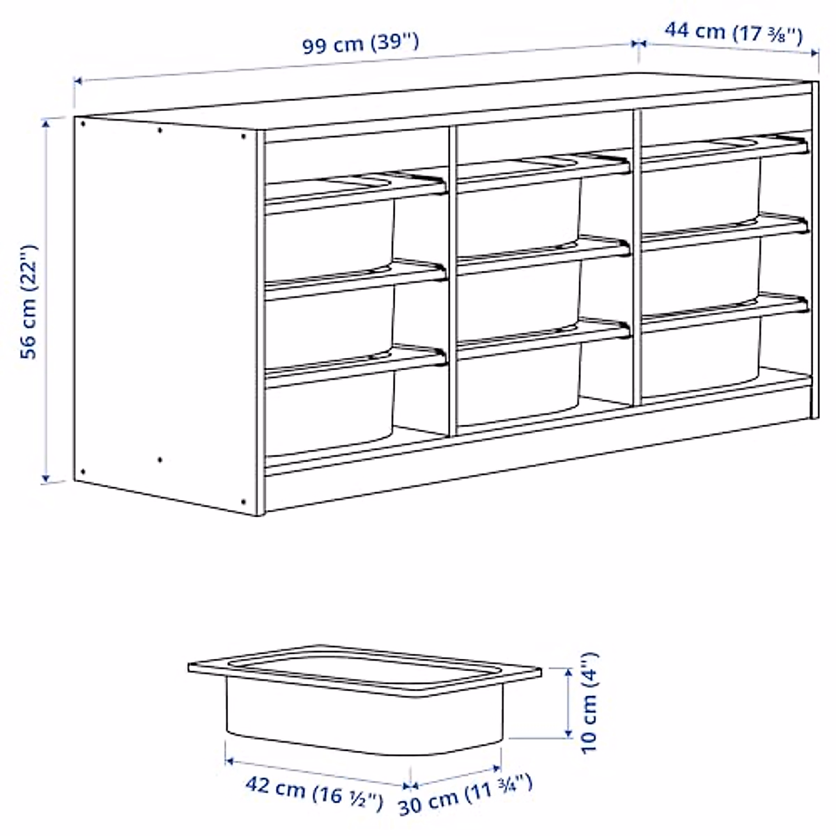 Ikea CABINET TROFAST Storage Combination, 56x39x22 inches, White