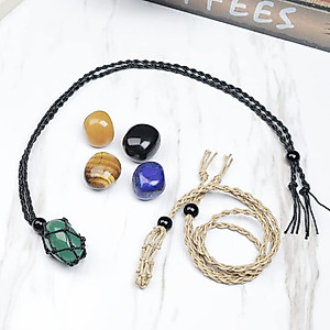 LERSUSI Stone Necklace Cord, Healing Crystal Necklace Set, Adjustable Rope, Handmade, Natural GemStone, Energy Crystal Spirit Jewelry, Aura Pendant（style6）