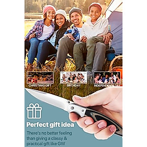 Grand Way Pocket Knife - Tactical Survival Folding Knives with Pocket Clip for Men Women - Best EDC Work Camping Hiking Hunting Knives - Sharp Blade Tool - Birthday Christmas Gifts for Men 04003