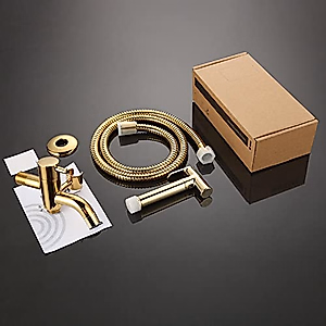 ZLOCYIVHE Hand Shower for Toilet Set Handheld Bidet Sprayer for Toilet Bidet Shower Attachment Gold with Hose Brass Cold Water Faucet Toilet Sprayer for Cloth Diapers