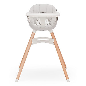 Lalo The Chair Convertible 3-in-1 High Chair - Wooden High Chair for Babies & Toddlers, Baby High Chair with Dishwasher Safe Tray, Adjustable Footrest & Machine Washable High Chair Cushion, Coconut