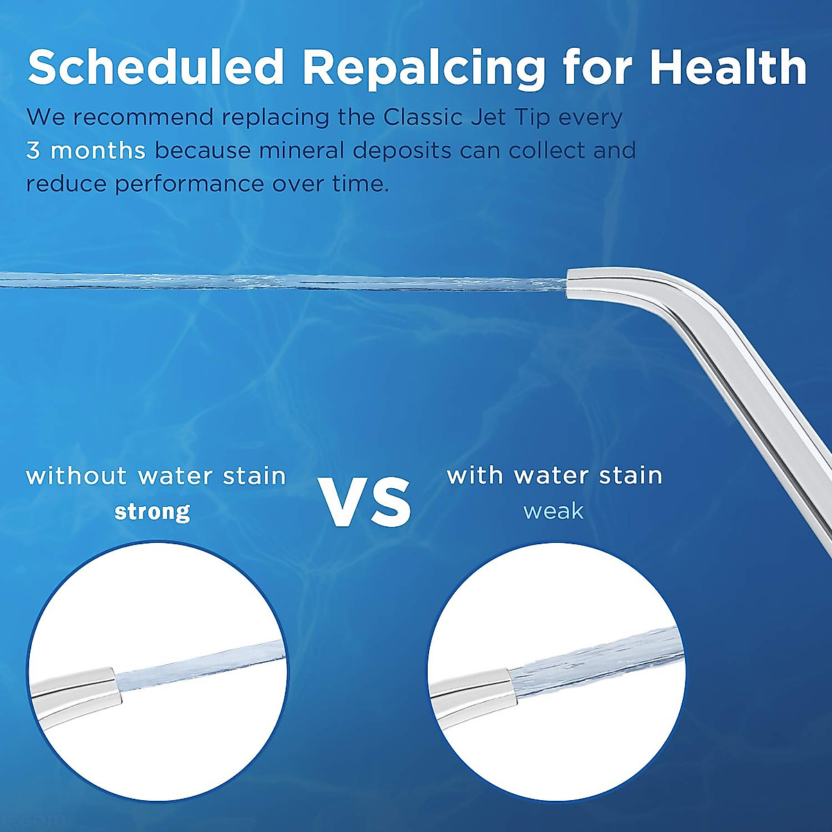 Replacement Tips for Waterpik Water Flosser (2 Classic Jet Tips + 2 Orthodontic Tips + 2 Plaque Chaser Tips+ Storage Case Combo)