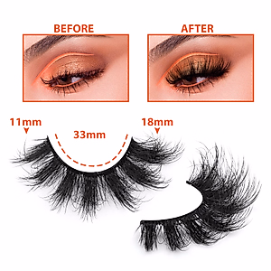 Fluffy Lashes 8D False Eyelashes 20mm Faux Mink Lashes Natural Fake Lashes Thick Volume Eyelashes 7 Pairs Cat Eye Lashes Multipack by TOOCHUNAG