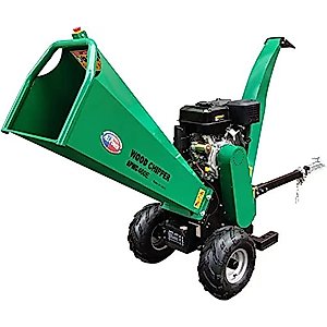 APWC460E Electric Start, Woodchipper Mulcher 16HP JD Engine 460cc Gas Powered Chipper Shredder 2000 RPM Double Edge Blades 6" Feed