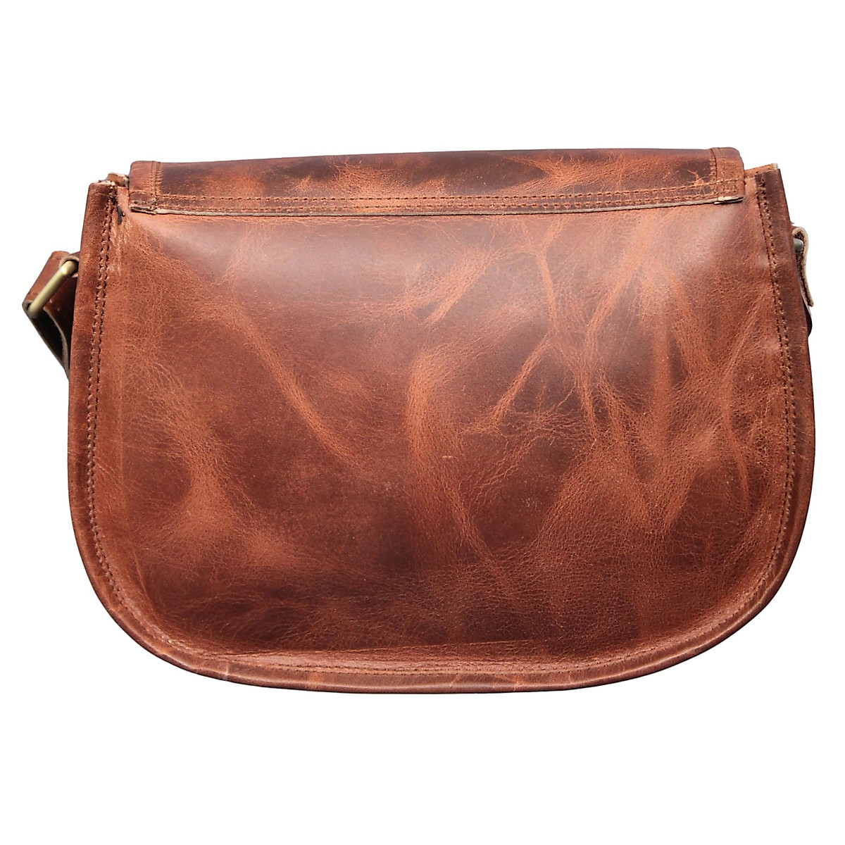 Madosh, Saddle Bag For Women Genuine Leather Crossbody Bag Girls Sling Purse Ladies Cross-Over Handbag (BROWN)