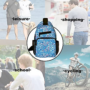 JZPM Sling Backpack, Travel Shoulder Hiking Bag for men women, Cashew nut flower Crossbody Chest Daypack, Blue
