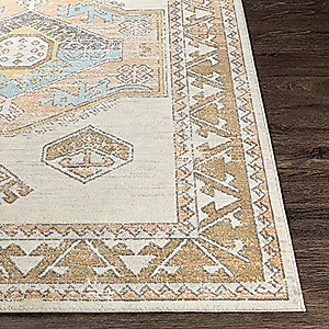 Artistic Weavers Sokanon Outdoor Medallion Area Rug,5'3" x 7'3",Ivory/Saffron