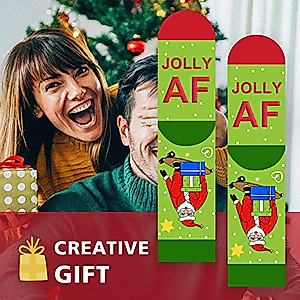 Funny Christmas Socks for Men Women Teens Boys - Jolly Af Secret Santa Gifts Christmas Novelty Fun Crew Funky Cute Crazy Silly Socks Funny Xmas Stocking Stuffers