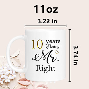 10th Wedding Gifts for Couple, 10th Anniversary Ideal Gifts for Wife Husband Parents Couple Grandparents, 10 Year Anniversary Engagement Gifts for couple, 10th Anniversary Coffee Mug Set of 2, 11oz