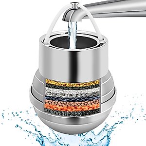 Shower Water Filter, Bath Filter for Tub-8 Stages Bath Ball Filter Removes Hundreds of Contaminants for Softer, Smoother Skin | 2,500 Gallons of Filtration | BPA Free (Silver)