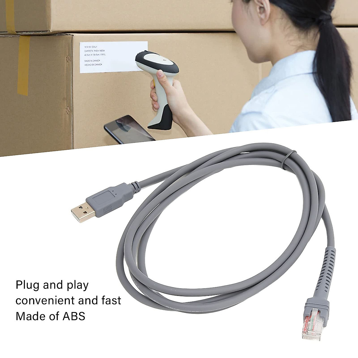 LS2208 Barcode Scanner Cable, USB Scan Cable for LS2208AP LS1203 LS4208 DS6707 DS6708, Plug and Play, Barcode Scanner Data Cable with 2 Meter Cable Length