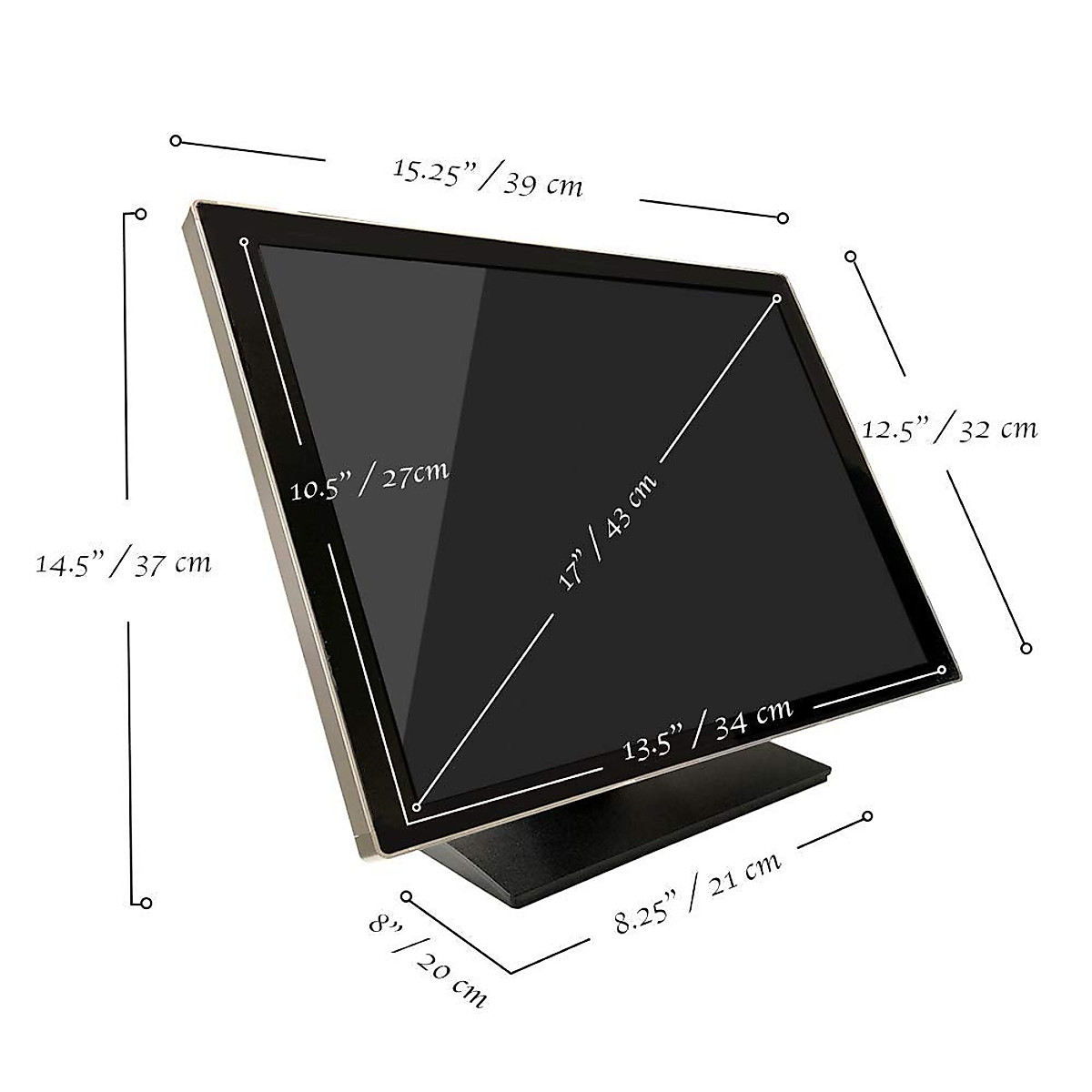 17 Inch Pro Capacitive LED Backlit Multi-Touch HDMI Monitor, 4:3 Display 1280 x 1024, True Flat Seamless Design Touchscreen, Great for Office, POS, Retail, Restaurant, Bar, Gym, Warehouse