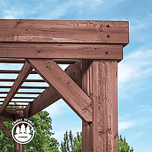 Backyard Discovery 14x10 Brockton All Cedar Pergola, Durable, Quality Supported Structure, Wind Resistant up to 100MPH, Rot Resistant, Electrical Outlet with USB, Deck, Garden, Patio