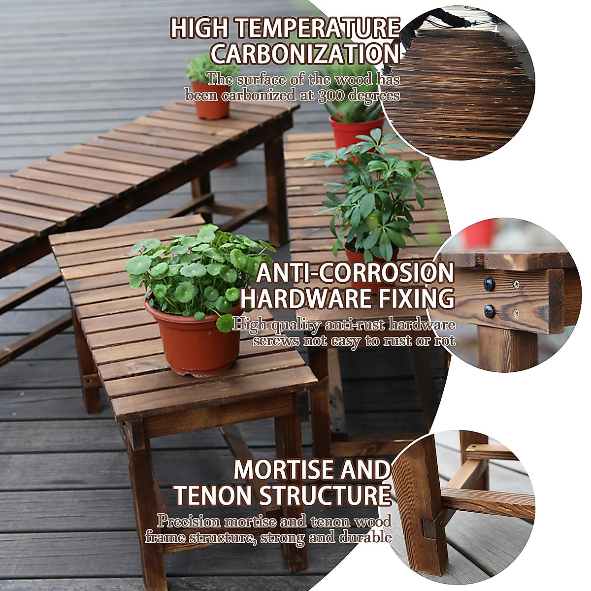 LSPYYDS Garden Bench for Outdoors 2-Person Wood Bench Weatherproof Outdoor Benches, Anti-corrosion and Anti-rust Garden Benches for Garden Patio Porch Park Backyard 90x35x40cm