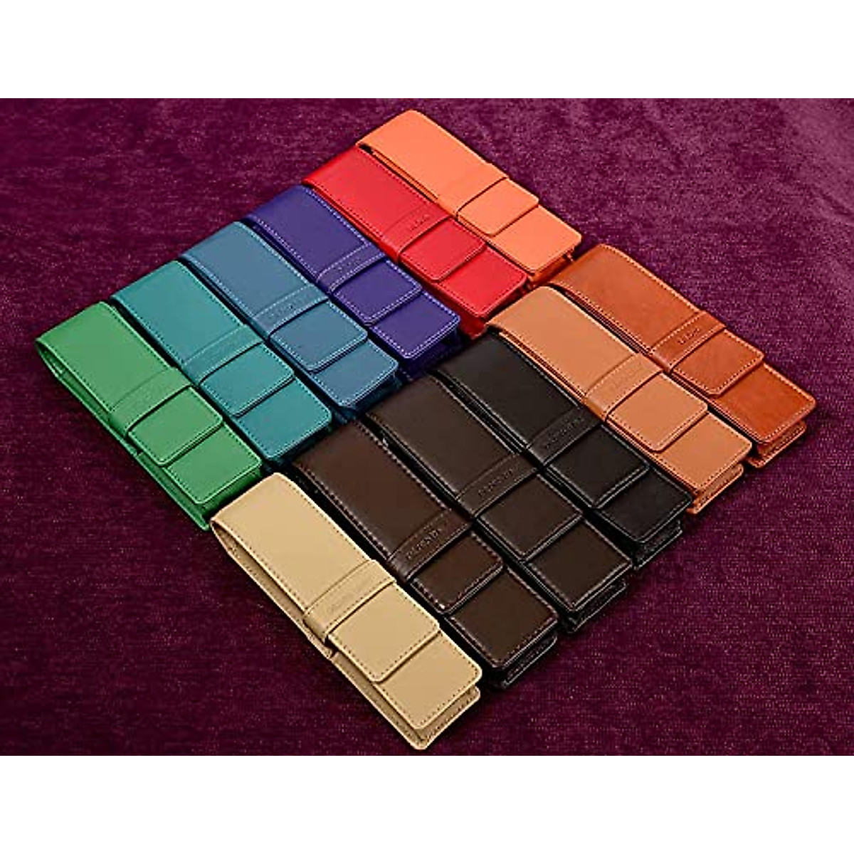 DiLoro Leather Double Pen Case Pencil Pouch Holder for Two Fountain Ballpoint Rollerball Pens and Pencils (Black)