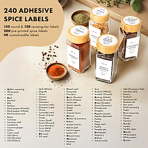 EDELHAUS Glass Spice Jars with Label and Bamboo Lids (24 x 4oz) Spice Containers with 240 Labels, Shaker Inserts, Steel Funnel, Empty Square Seasoning Organizer for Spice Rack, Cabinet, Drawer