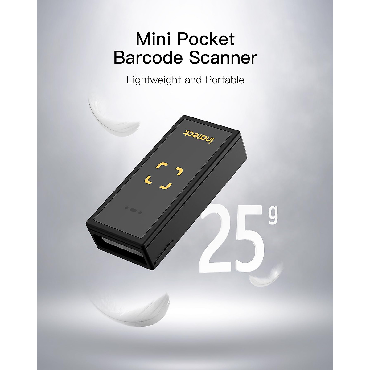 Inateck Barcode Scanner Bluetooth, 1D 2D QR Code Scanner Kabellos 2.4GHz, Portable Wireless Barcode-Scanner Laser, Mini Handscanner with APP and SDK, BCST-46