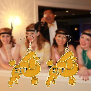 CHOORO Sigma Gamma Rho Sorority Necklace 1922 Sorority Paraphernalia Gift Greek Sorority Jewelry (Yellow dog earrings)