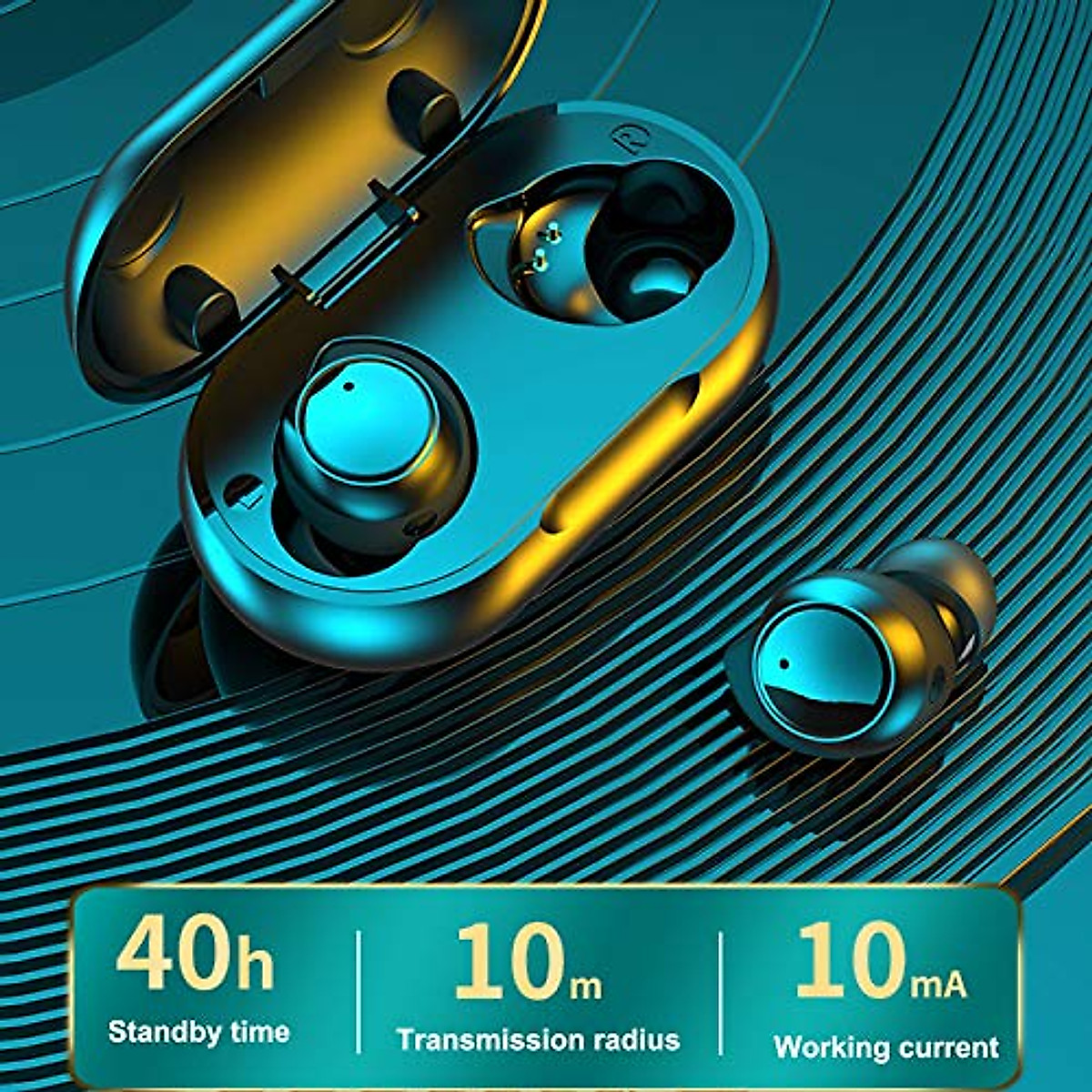 Heave Bluetooth Headphones,IPX7 Waterproof in Ear Stereo Sound Wireless Earbuds Built in Noise Cancelling Mic Earphones for Clear Calls,USB-C Fast Charging,40Hours Standby Time Orange