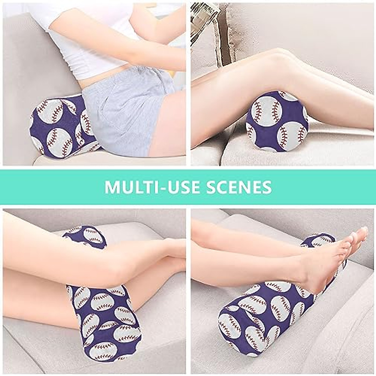 Vnurnrn Sports Baseball Neck Support Pillow Round Neck Roll Bolster Cylinder Pillow Cervical Pillows Back Pillow for Leg Knee Back Head Support for Gifts Camp Study Work
