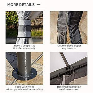 ZZBJ 10' X 12' Patio Gazebo Canopy Shelter, Outdoor Solid Steel Frame Gazebo with Double Vented Roof, Zippered Mesh Sidewalls