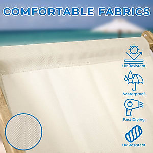 ketive Patio Lounge Chairs Set of 2 Adjustable Outdoor Wooden Sling Chairs, Made of Acacia Wood and Oxford Cloth, 250 lbs Capacity, Foldable and Easy to Carry for Patio and Indoor Use