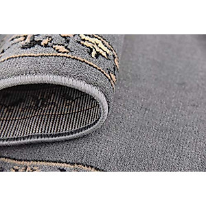 Unique Loom Reza Collection Traditional Persian Style Area Rug, 2 ft 2 in x 8 ft 2 in, Gray/Ivory