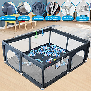 Baby Playpen, Playpen for Babies and Toddler, Baby Play Pen for Toddler, Large Baby Playard with Gate, 59×71IN Sturdy Safety Baby Fence with Anti-Slip Base,Play Yard Indoor Outdoor Kid Activity Center