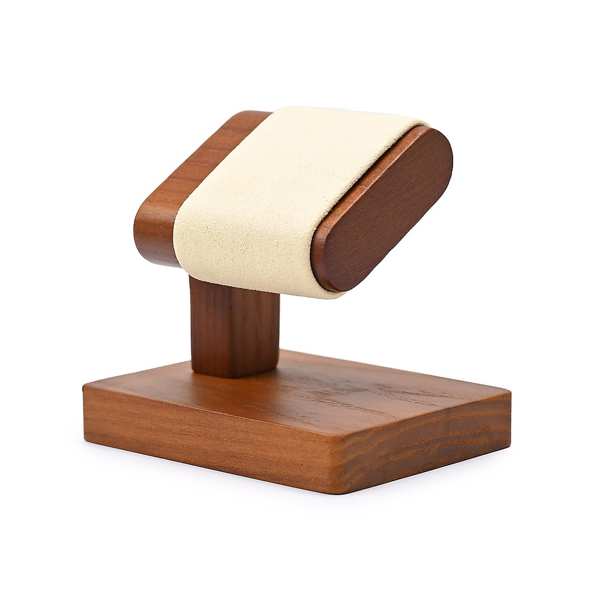 Oirlv Solid Wood Single Watch Display Stand Showcase Bracelet Bangle Jewelry Display Holder Wristwatch Holder for Men or Women(Creamy-white)