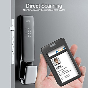 2 Pack Hard Plastic Vertical ID Badge Holder Slide Open ID Card Holder by Jineasy ID