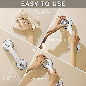 Grab Bars for Bathtubs and Showers (2 Pack) 12-inch, Shower Handles for Elderly Suction, Shower Grab Bars for Seniors, Non-Slip Suction Grab Bars for Shower, Grab Bars for Elderly for Wall