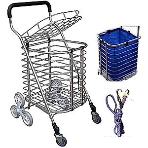 Shopping Trolley on Wheels Multi Function Shopping Cart Lightweight 8 Wheels Climbing Stairs with Lid Aluminum Tri-Wheel Household Vans Lightweight Foldable Storage Hand Trucks,