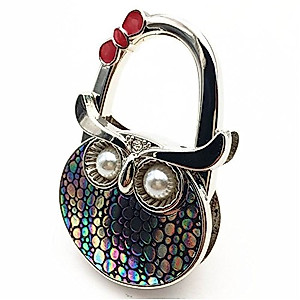 ROFLYER Night Owl Style Butterfly Pattern Design Shoulder Handbag Hangers Folding Purse Holder Bag Hooks, with Velvet Pouch (Colorful Dots)