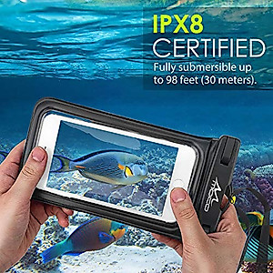MoKo Floating Waterproof Phone Pouch [2 Pack], Floatable Phone Case Dry Bag with Lanyard Sponge Compatible with iPhone 14 13 12 11 Pro Max X/Xr/Xs/SE 3, Galaxy S21/S20/S10/S9, Black+Black