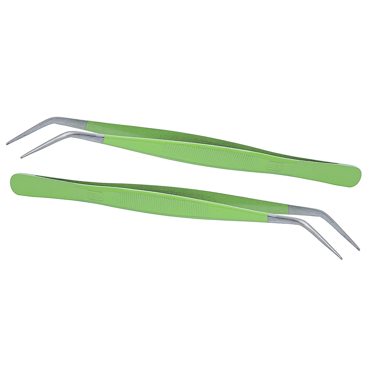 HADIZ Stainless Steel Garden Tweezer Two Piece Set with Curved Tip Tweezers for Cactus and Succulents Gardening