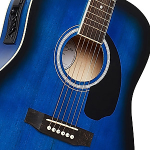 Ashthorpe Full-Size Dreadnought Acoustic Electric Guitar Package with 10 Watt Amp - Blue