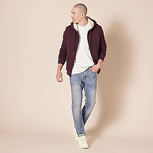 Amazon Essentials Hoodie For Men, Sherpa-Lined Full-Zip Fleece Sweatshirt, X-Large, Burgundy