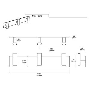 Gatco 1287 Elevate, Triple All Modern Décor Hook, Chrome