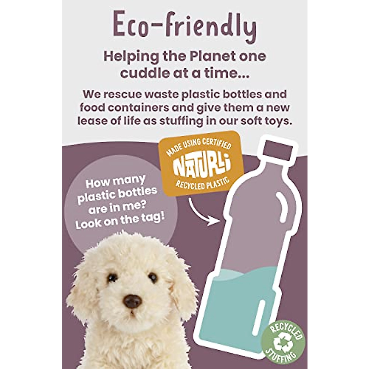 Living Nature Labradoodle Stuffed Animal | Fluffy Dog Animal | Soft Toy for Kids | 10 Inches