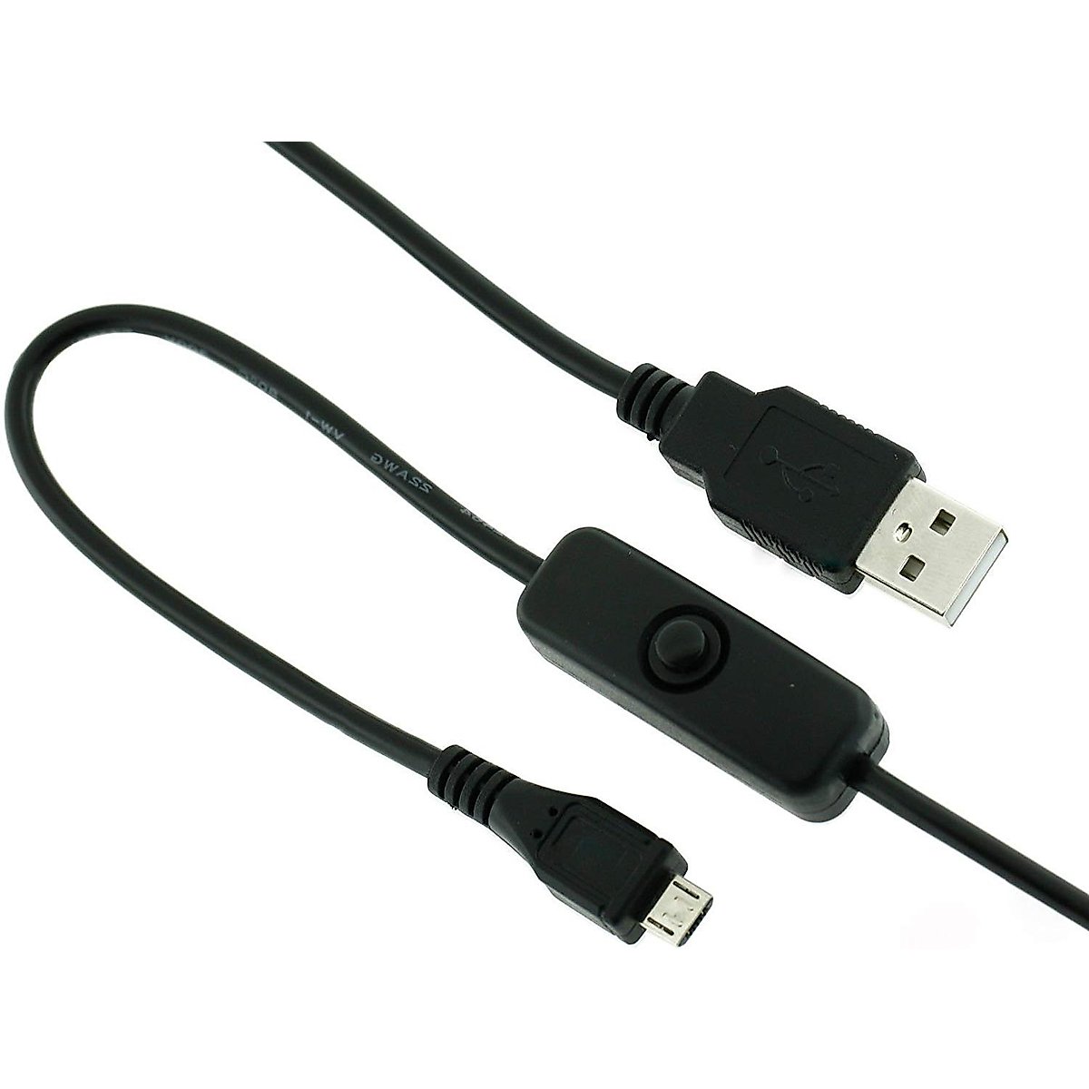 JacobsParts 3A Micro USB Cable On/Off Power Button Switch Raspberry Pi & Phone Charging