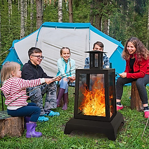 Large Fire Pits Wood Burning 44'' High Chimineas Fire Pit Steel Big Outdoor Pagoda Style Firepits Bowl with Mesh Spark Screen Modern Firepits for Camping,Backyard,Party…