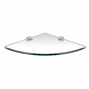 Mount-It! Corner Glass Shelf for Bathroom, Shower, Bedroom and Closets, Wall Mounted 8mm Thick Tempered Glass, 9.75 Inch
