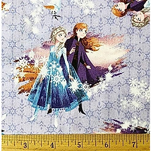 Pack of 2 - Disney Frozen Destiny Awaits on Lavender Cotton Fabric - Elsa Anna & Olaf - 18" x 22" Fat Quarter (Pack of 2)