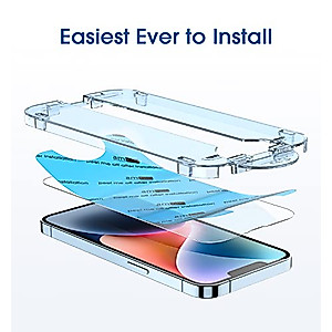 amFilm OneTouch Screen Protector Compatible with iPhone 14 6.1" Tempered Glass and Camera Lens Protector Yellow iPhone 14, Edge to Edge Full Coverage with Easy Installation Kit, 2+2 Pack